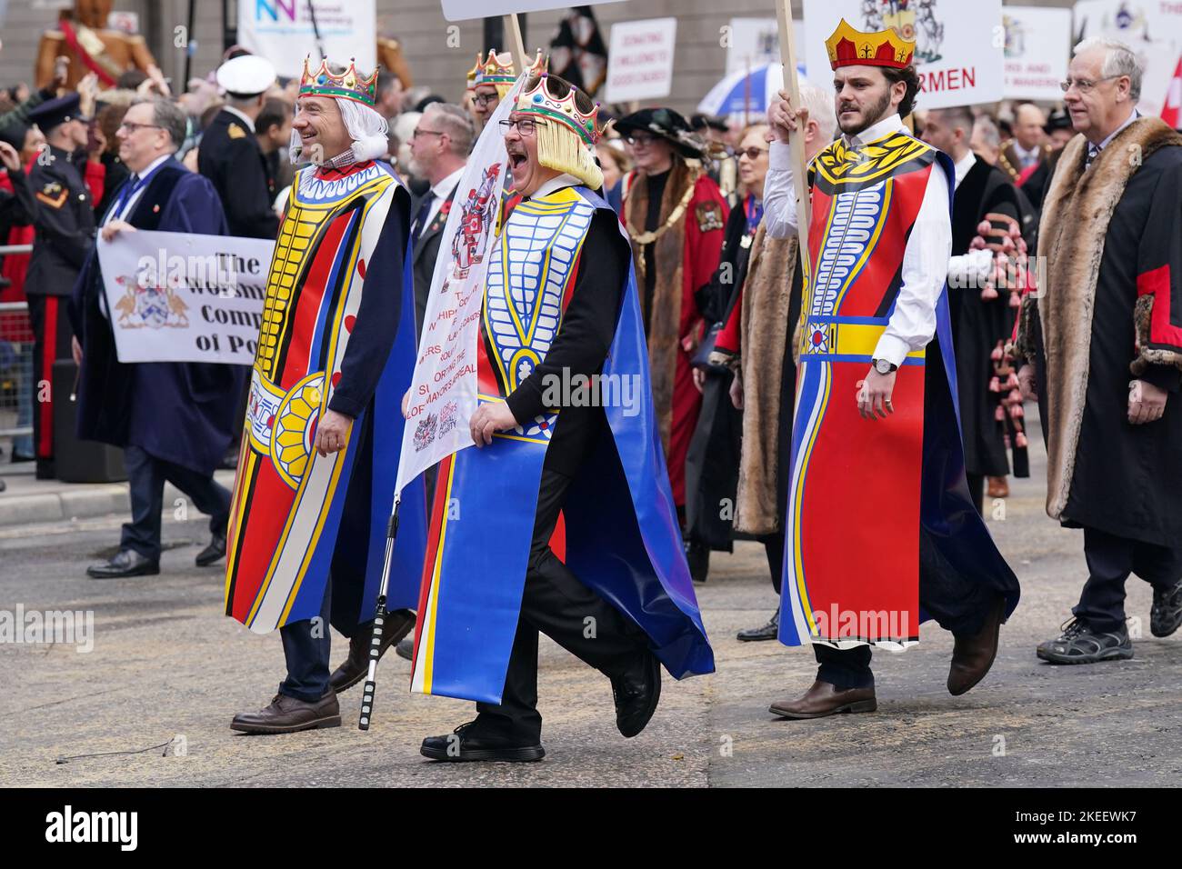 Members of the Livery Company take part in the parade during the Lord ...