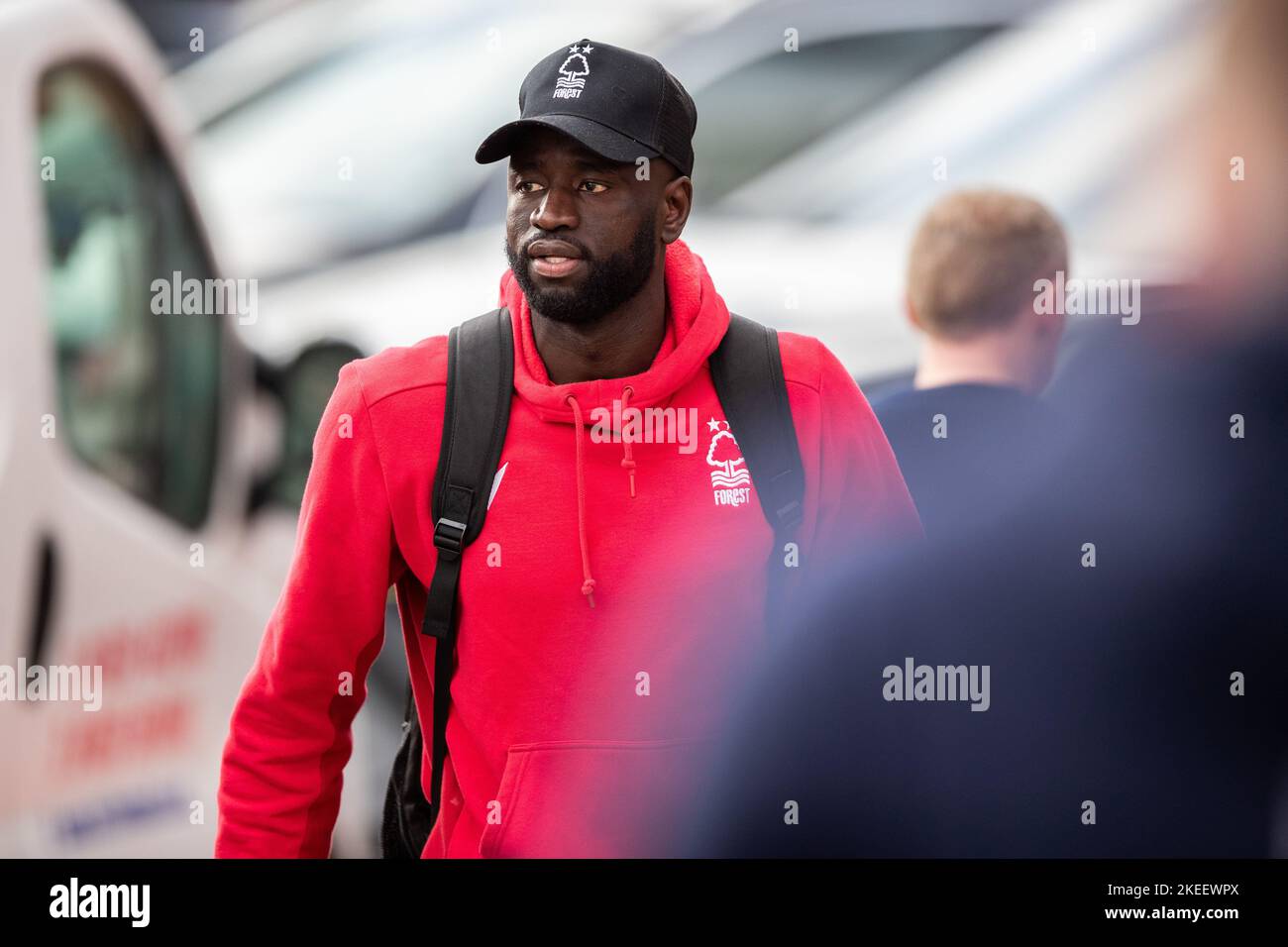 Cheikhou Kouyaté #21 of Nottingham Forest arrives before the Premier ...