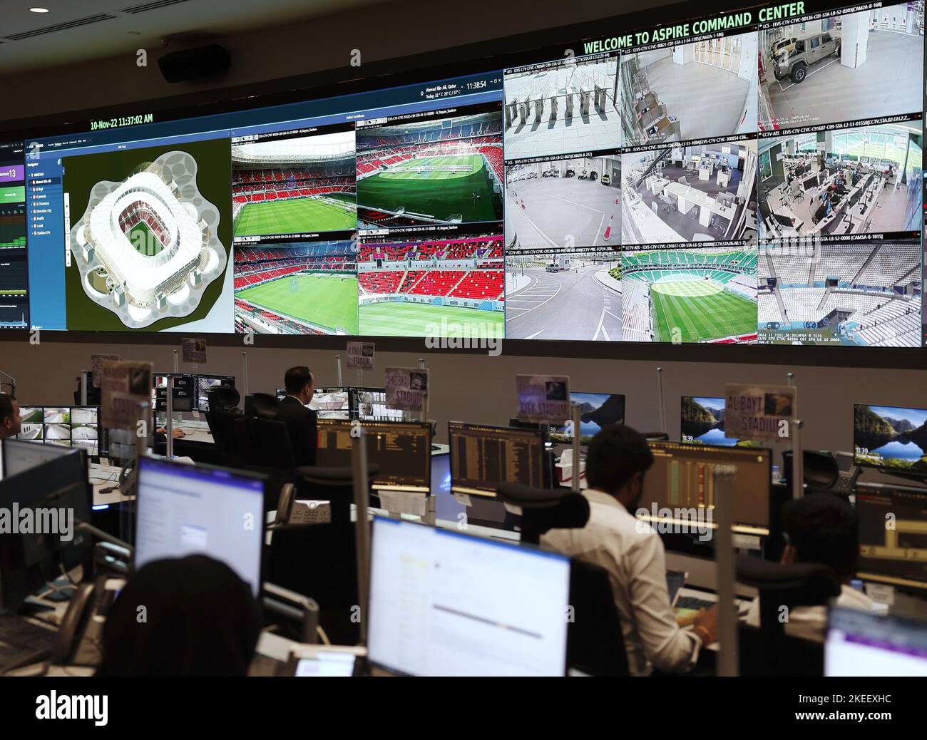 Photo taken on Nov. 10, 2022, in Doha shows the Aspire Command and ...