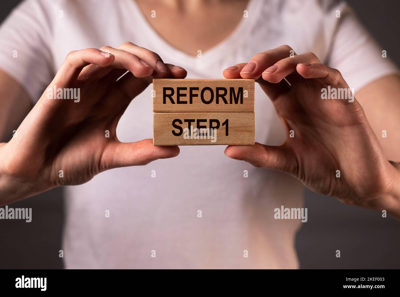 Reform word. Concept of starting changes, step 1 one Stock Photo - Alamy
