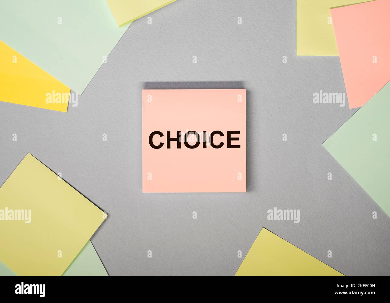 Choice word, concept of choose. Text on paper, sticky note Stock Photo ...