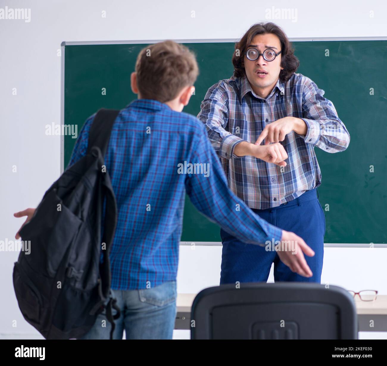 The lazy boy being late for school Stock Photo - Alamy