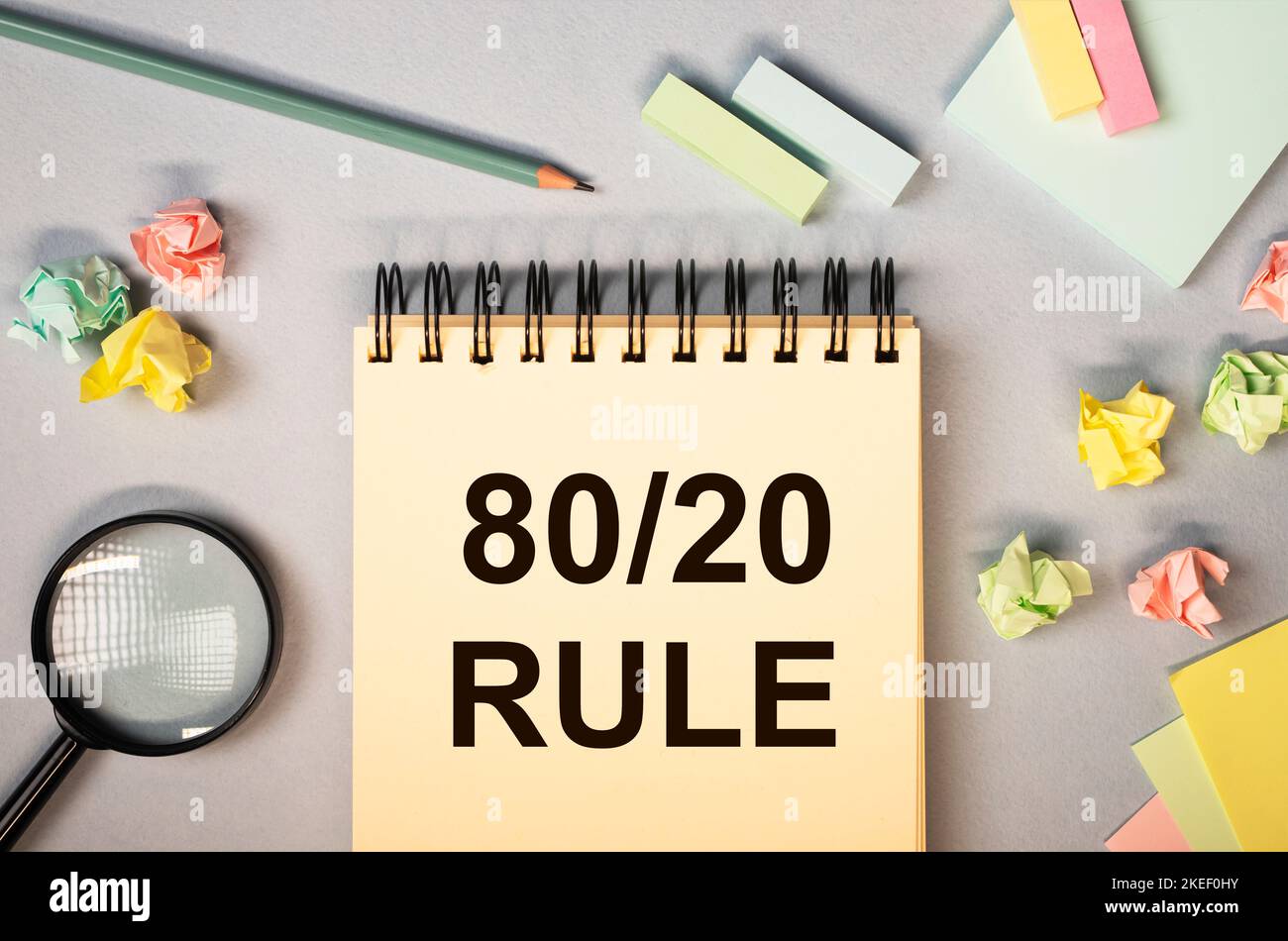 80 20 pareto principle rule concept, text on office desk Stock Photo ...