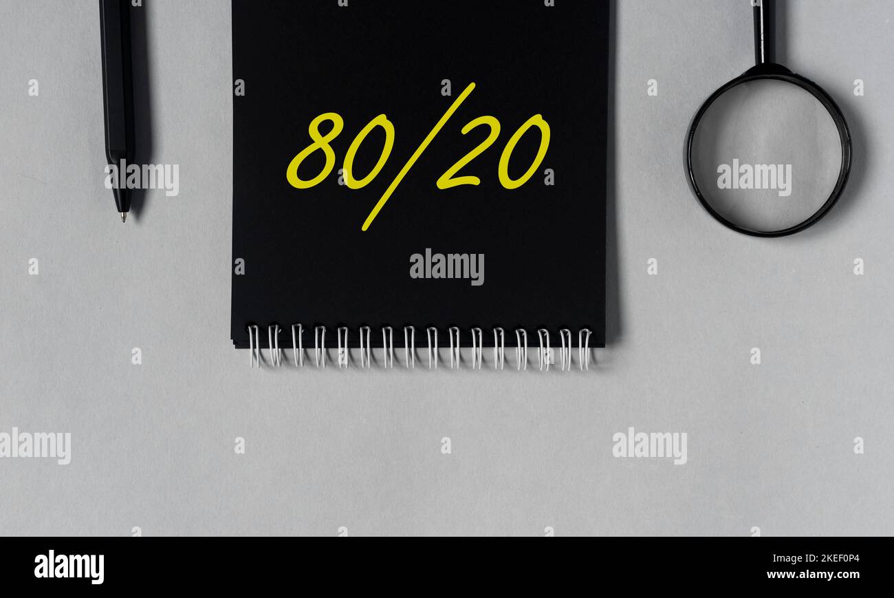 80 20 pareto principle rule concept, optimization. Text, inscription ...