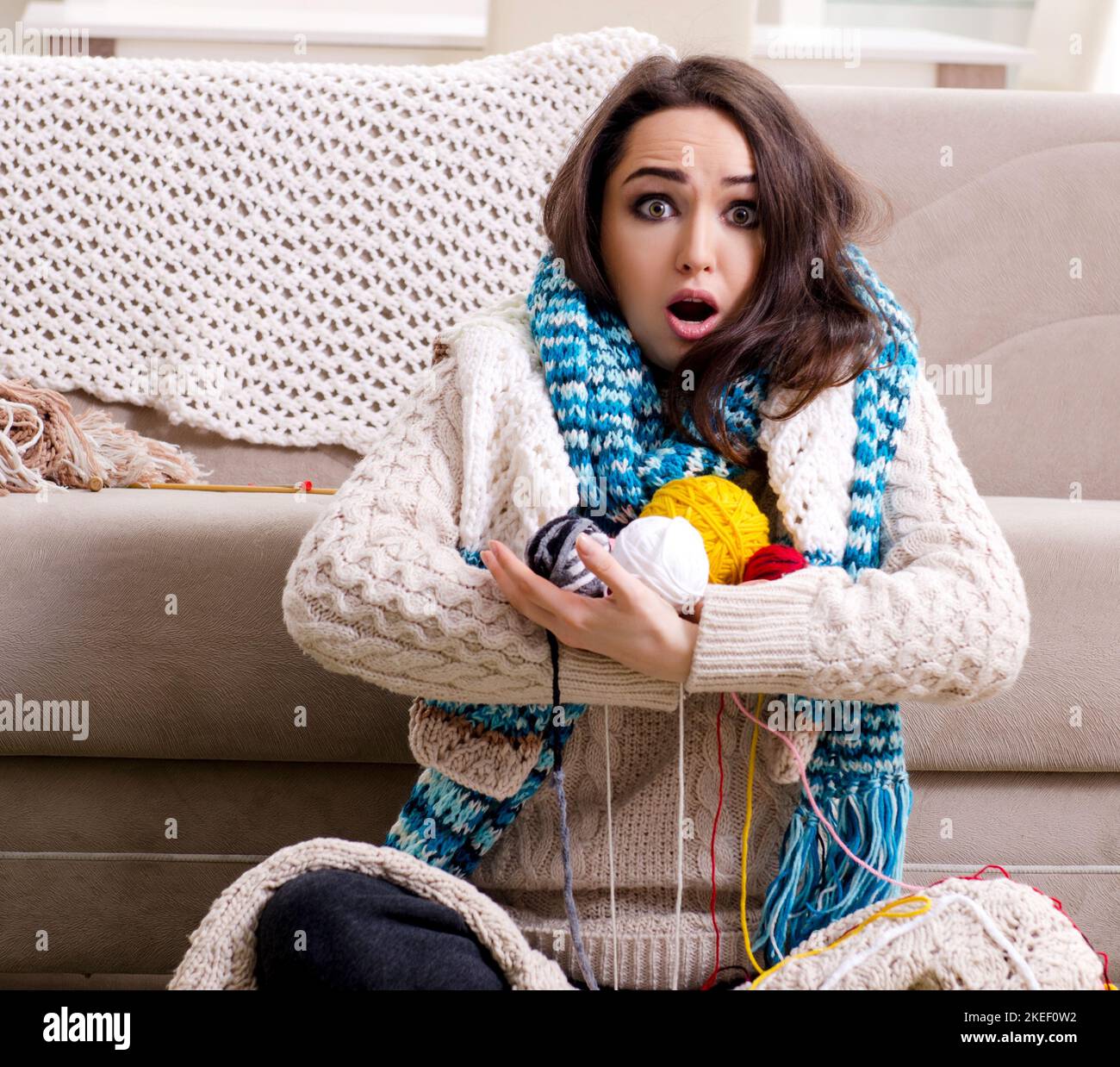 Frustrated woman and knit hi-res stock photography and images - Alamy