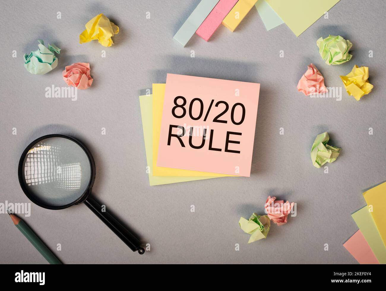 80 20 pareto principle rule concept, text on office desk Stock Photo ...