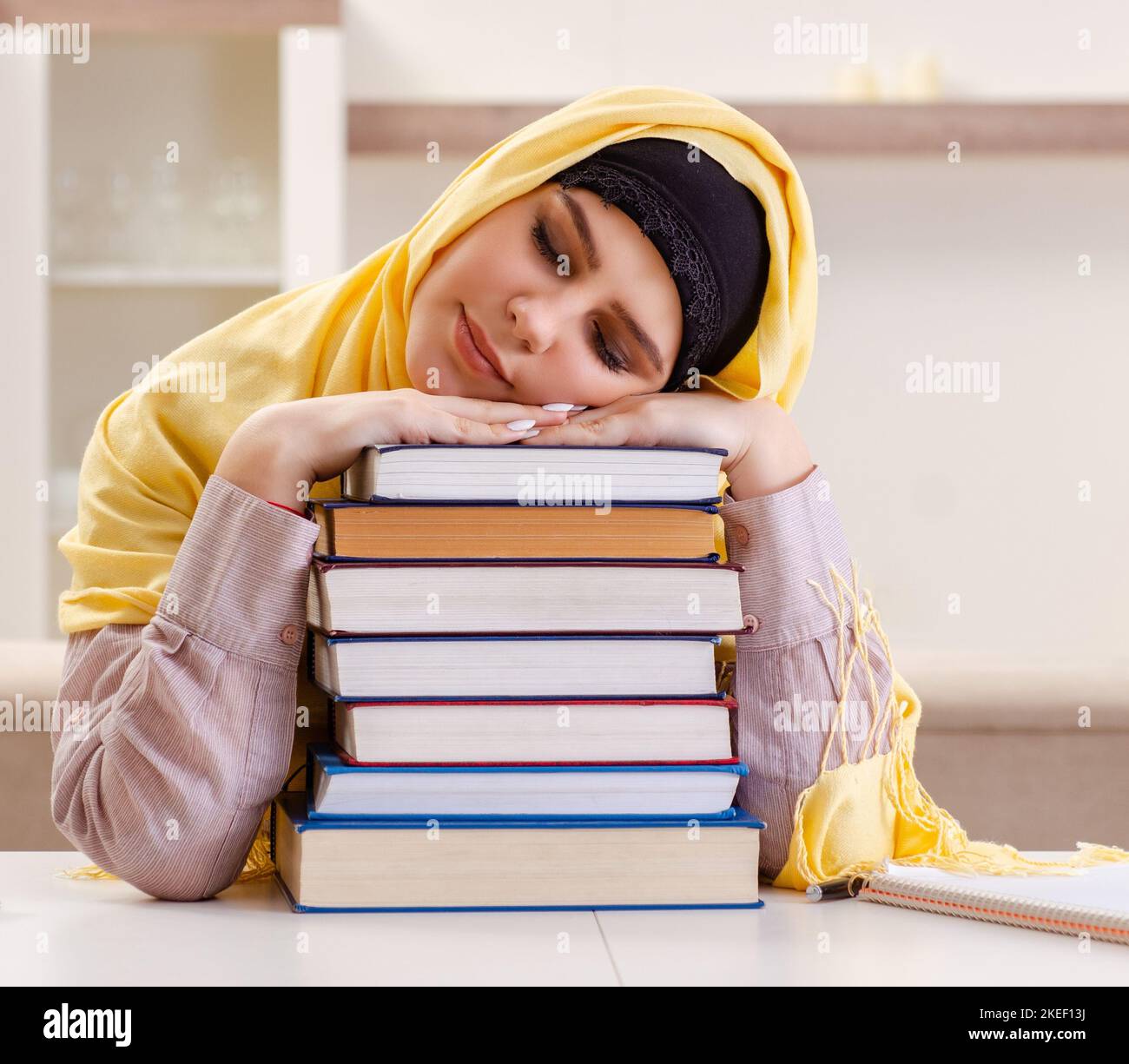 The female student in hijab preparing for exams Stock Photo - Alamy