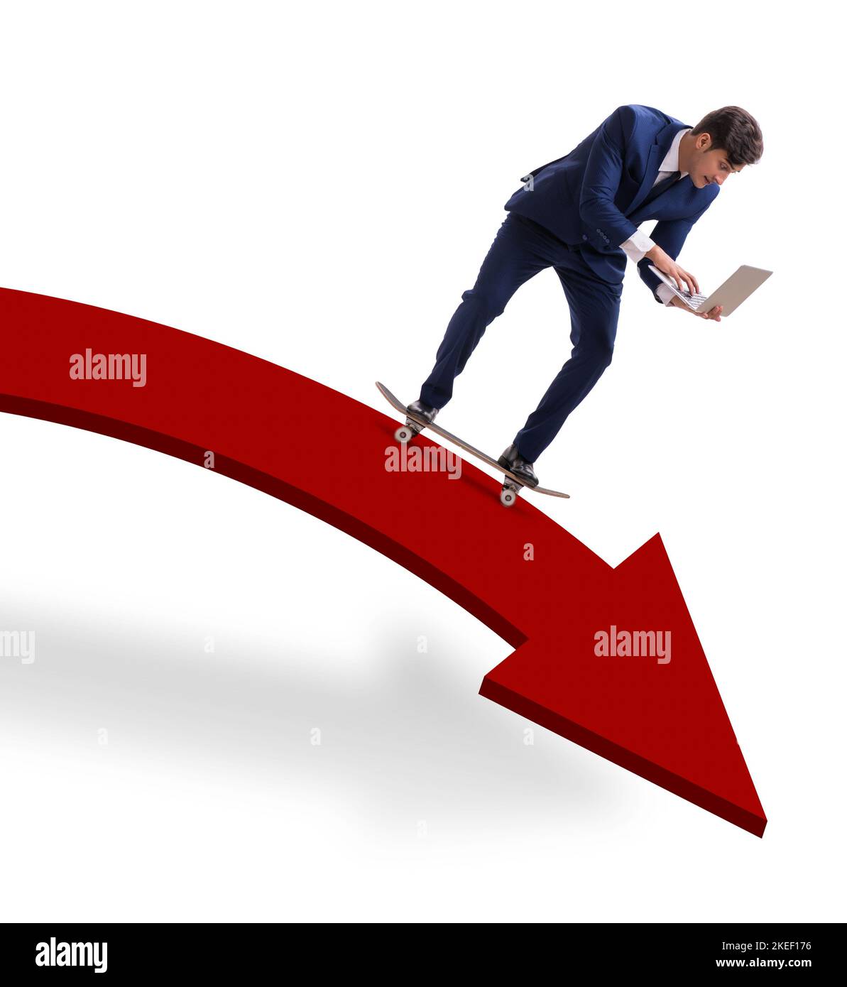 The businessman riding skateboard on financial graph Stock Photo - Alamy