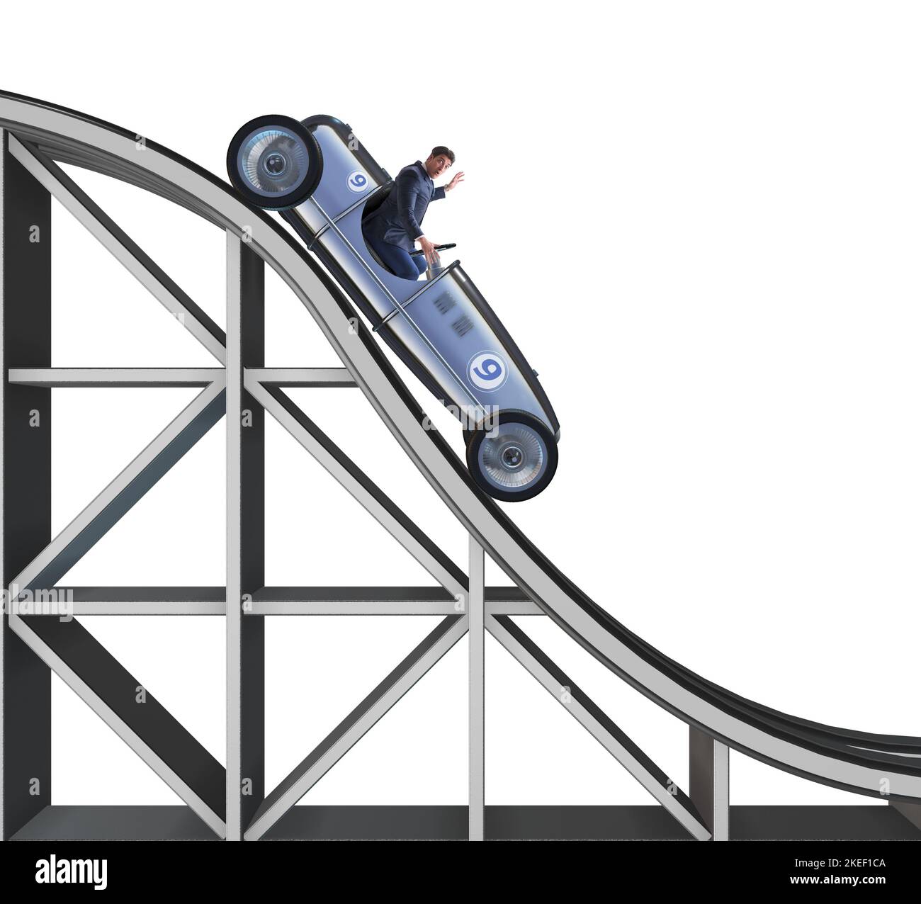 The businessman driving sports car on roller coaster Stock Photo - Alamy