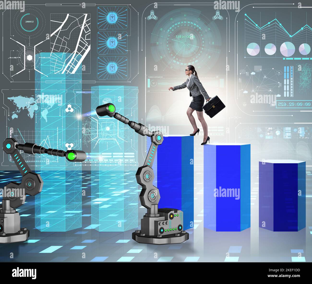 The businesswoman going up the chart Stock Photo - Alamy