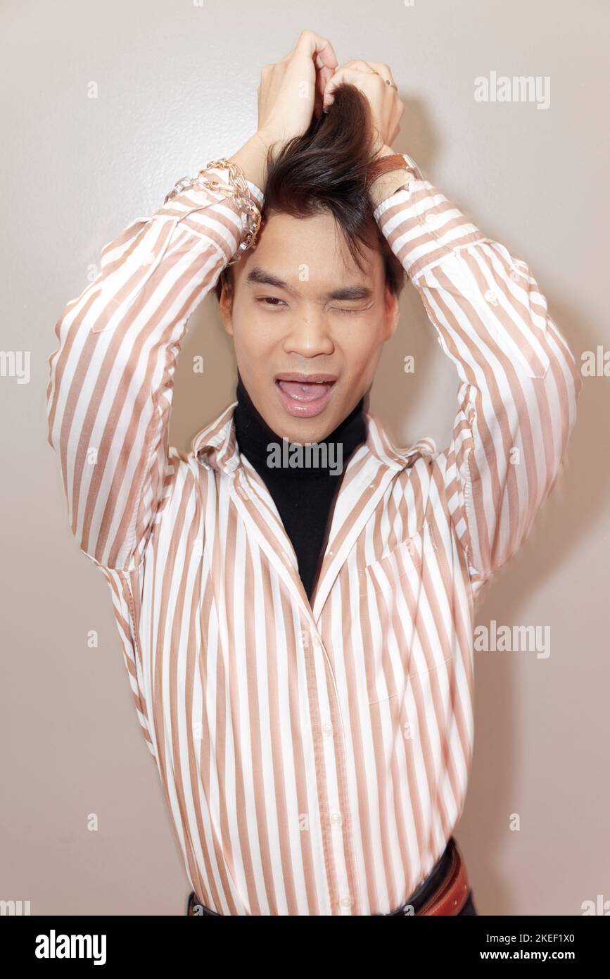 Paris, France. 11th Nov, 2022. Model Jeremy Bellet poses for ...