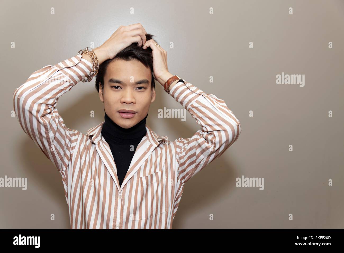 Paris, France. 11th Nov, 2022. Model Jeremy Bellet poses for ...