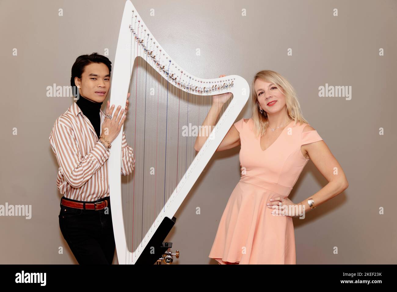 Paris, France. 11th Nov, 2022. Model Jeremy Bellet and harpist, singer ...