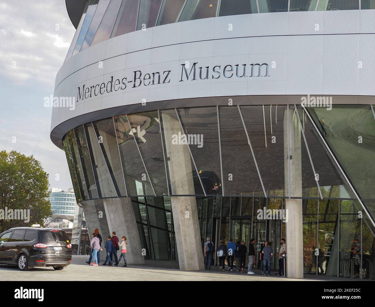 Entrance to the Mercedes-Benz Museum building in Stuttgart Stock Photo ...