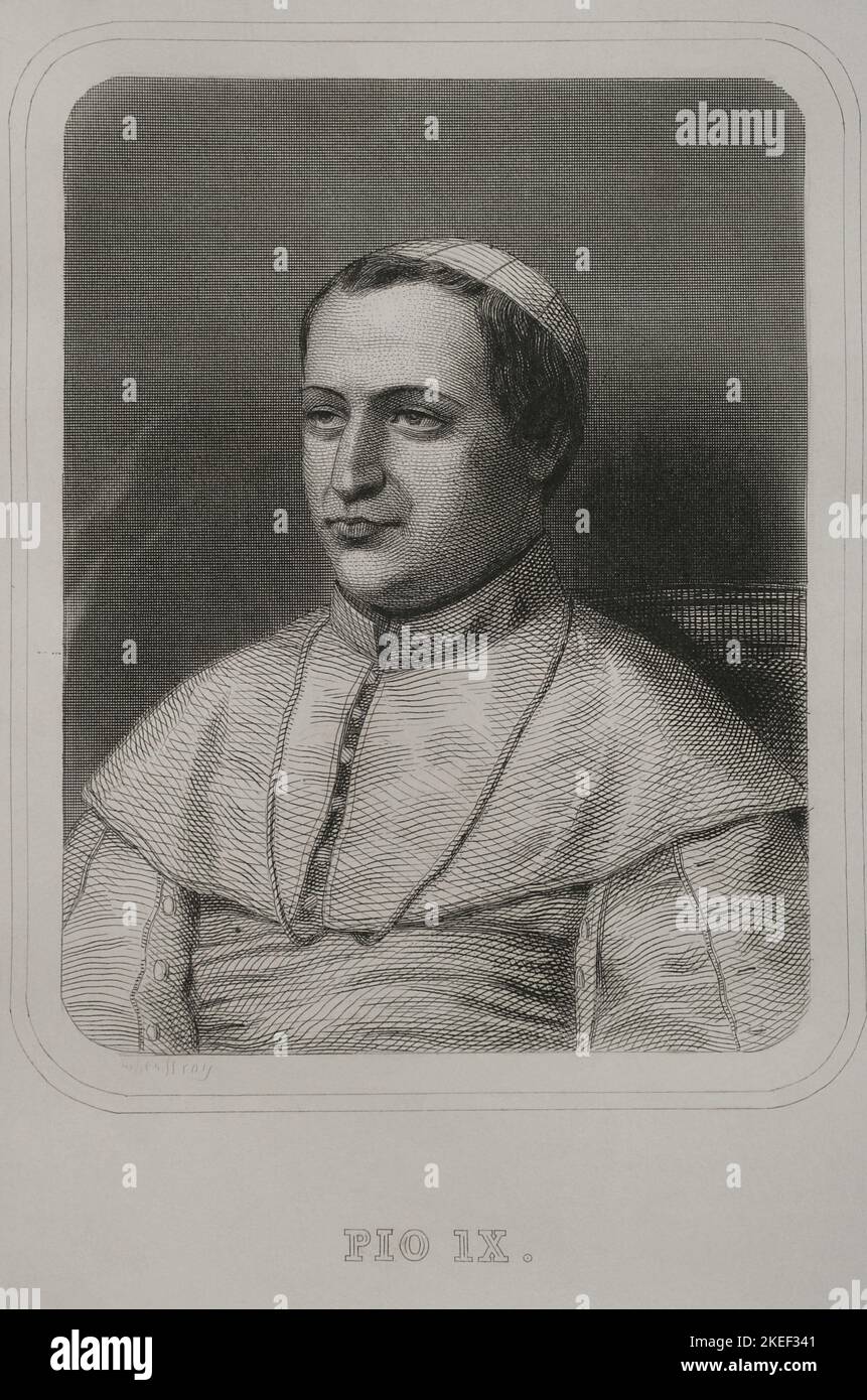 Pius IX (1792-1878). Italian pope (1846-1878), born Giovanni Maria Mastai Ferretti. Portrait ...