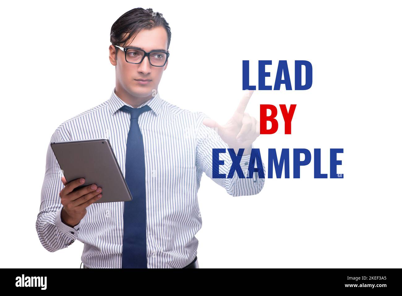 Businessman in the lead by example concept Stock Photo - Alamy