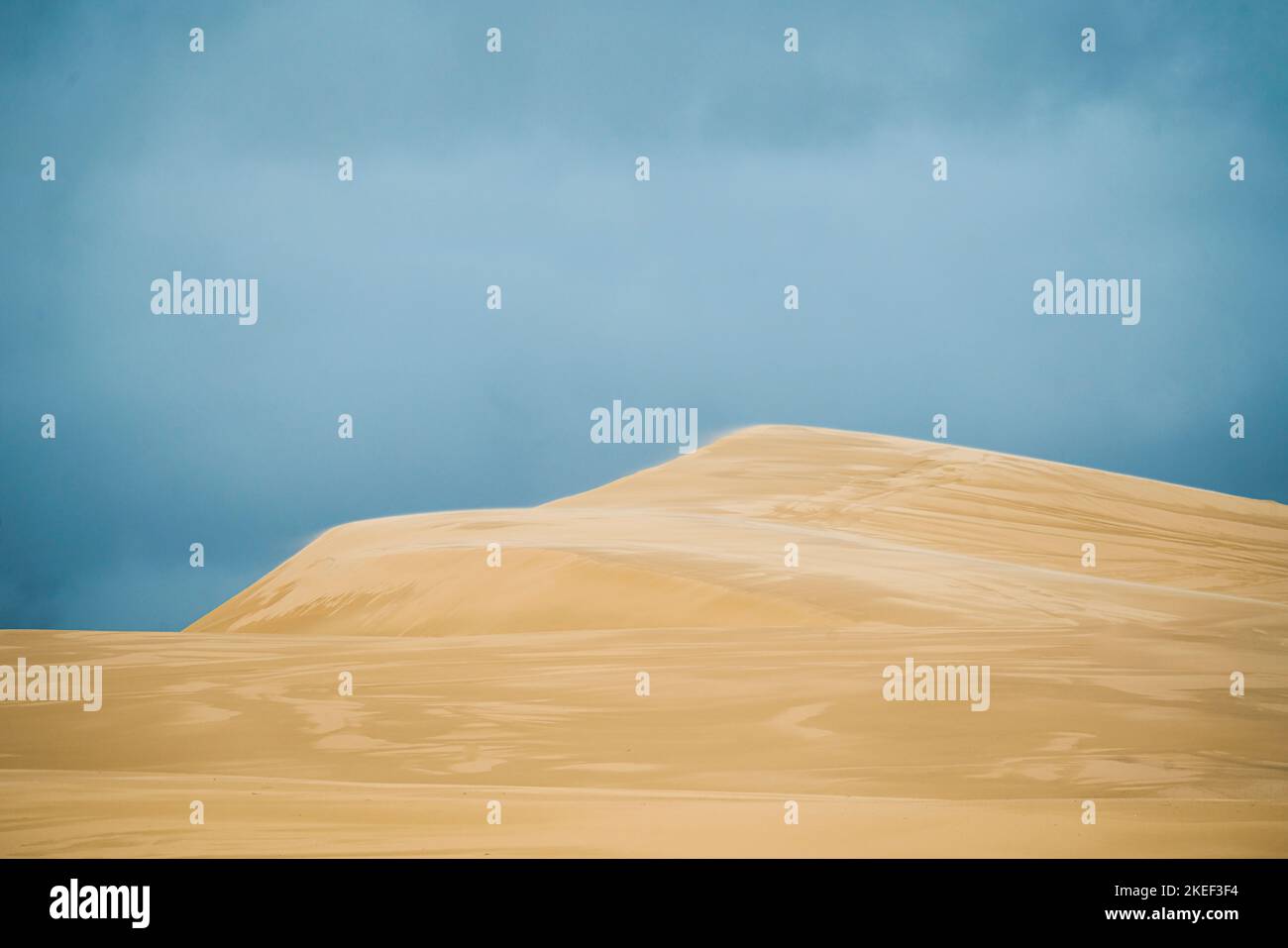 Sandy landscapes in a desert under a blue cloudy sky Stock Photo - Alamy