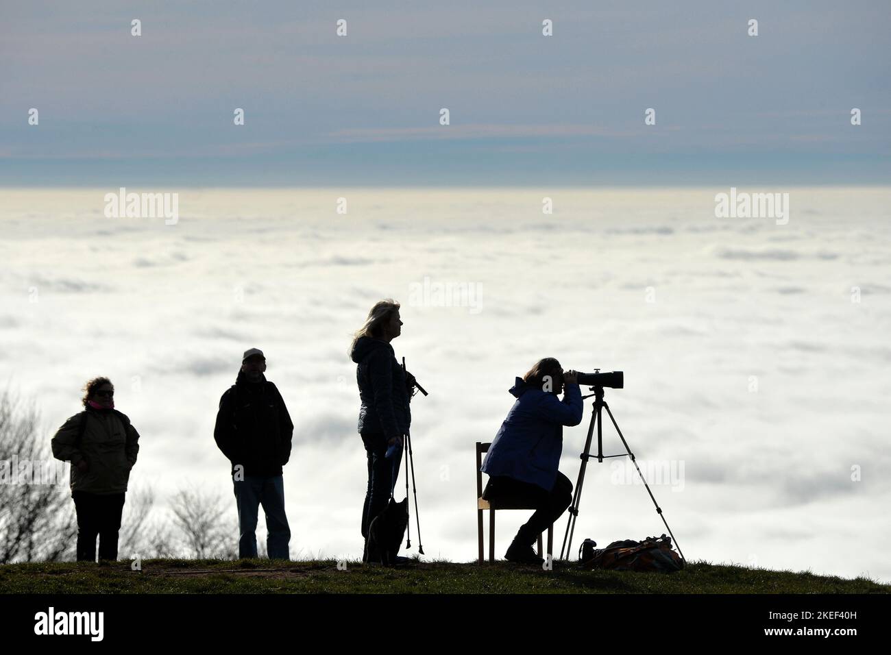 Kozakov, Czech Republic. 12th Nov, 2022. People watch temperature ...