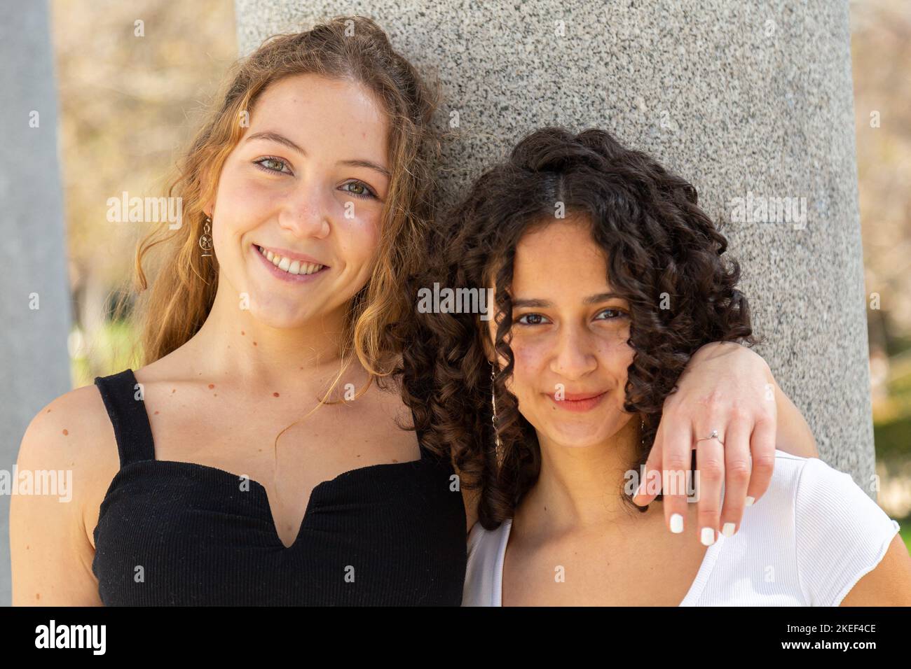 Portrait two multiracial women enjoying hi-res stock photography and ...