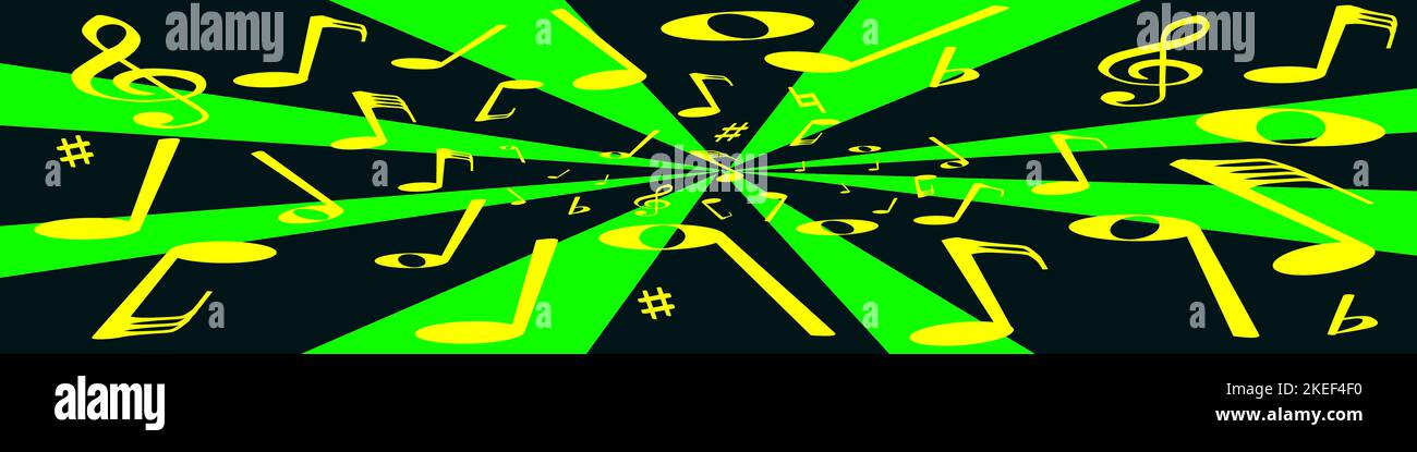 A musical notes banner background of notes and rays Stock Photo - Alamy