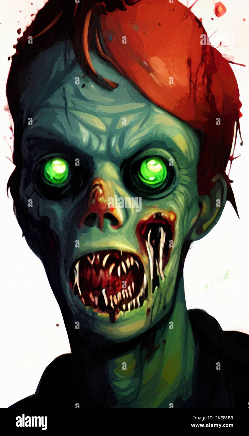 Illustration of zombie or demon face in vintage retro style. Old ...