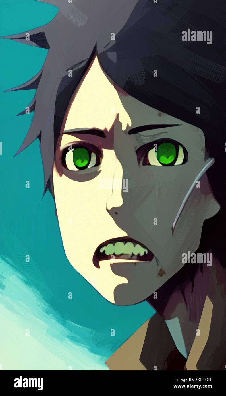 Illustration of zombie or demon face in vintage retro style. Old ...