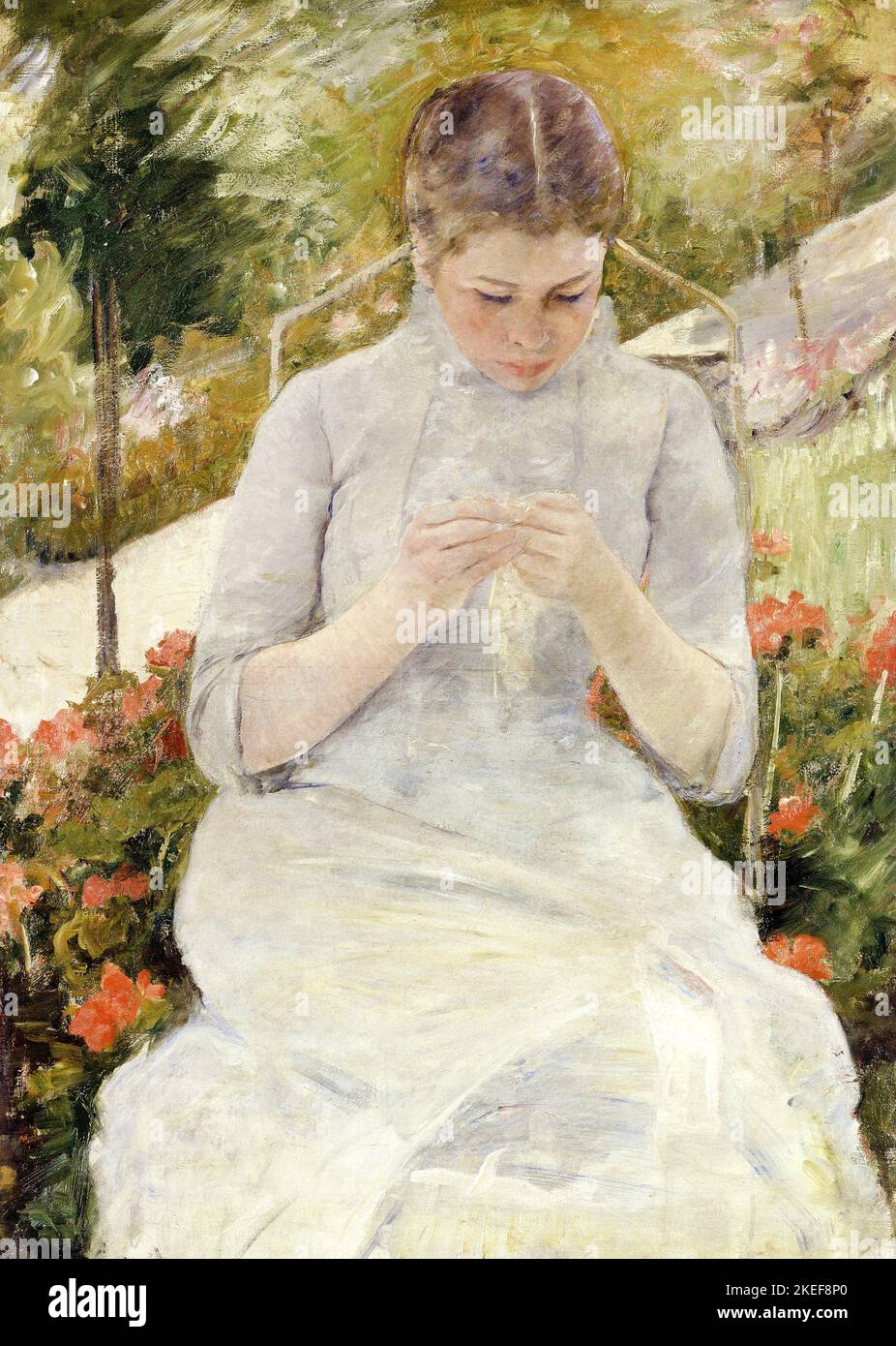 Mary Cassatt, Girl in the Garden, Circa 1880-1882, Oil on canvas, Musee d'Orsay, Paris, France ...