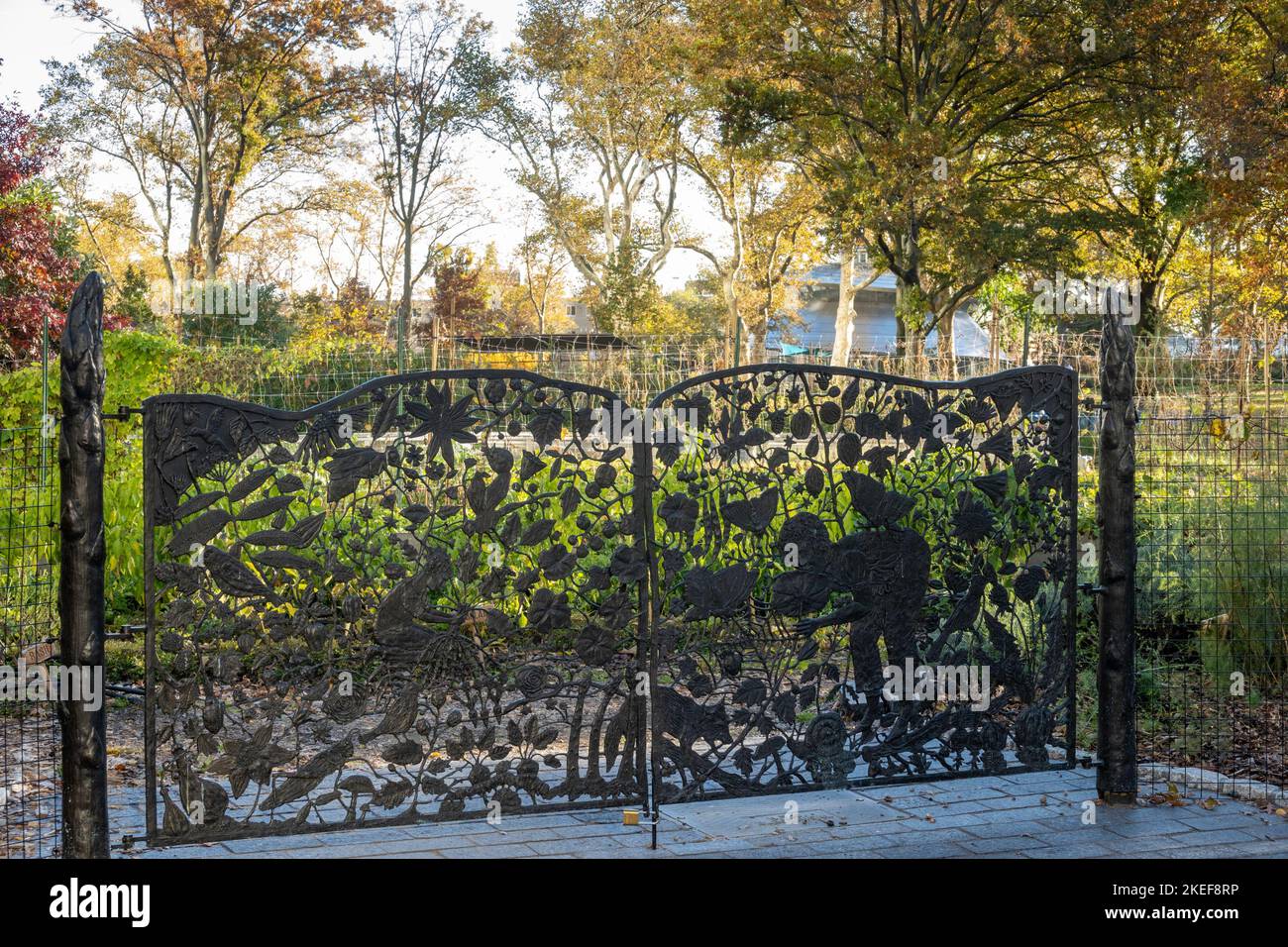 Gate to an Urban Farm in Battery Park, New York City, USA 2022 Stock ...