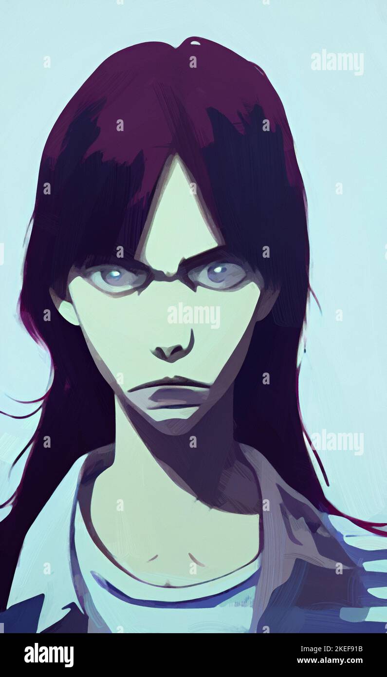 Illustration of zombie or demon face in vintage retro style. Old ...