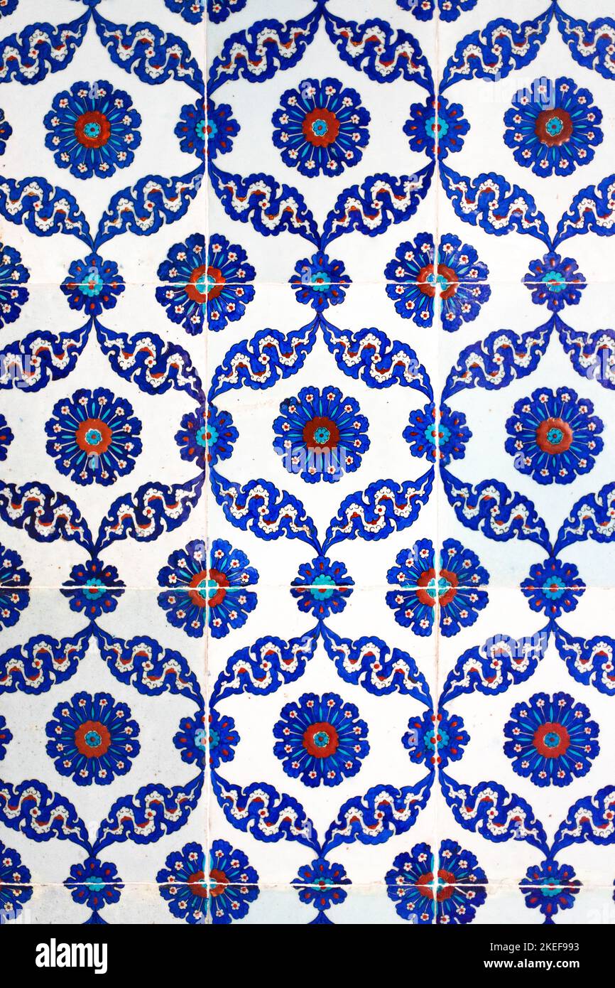 Ancient hand-painted Turkish - Ottoman faience tiles Stock Photo - Alamy