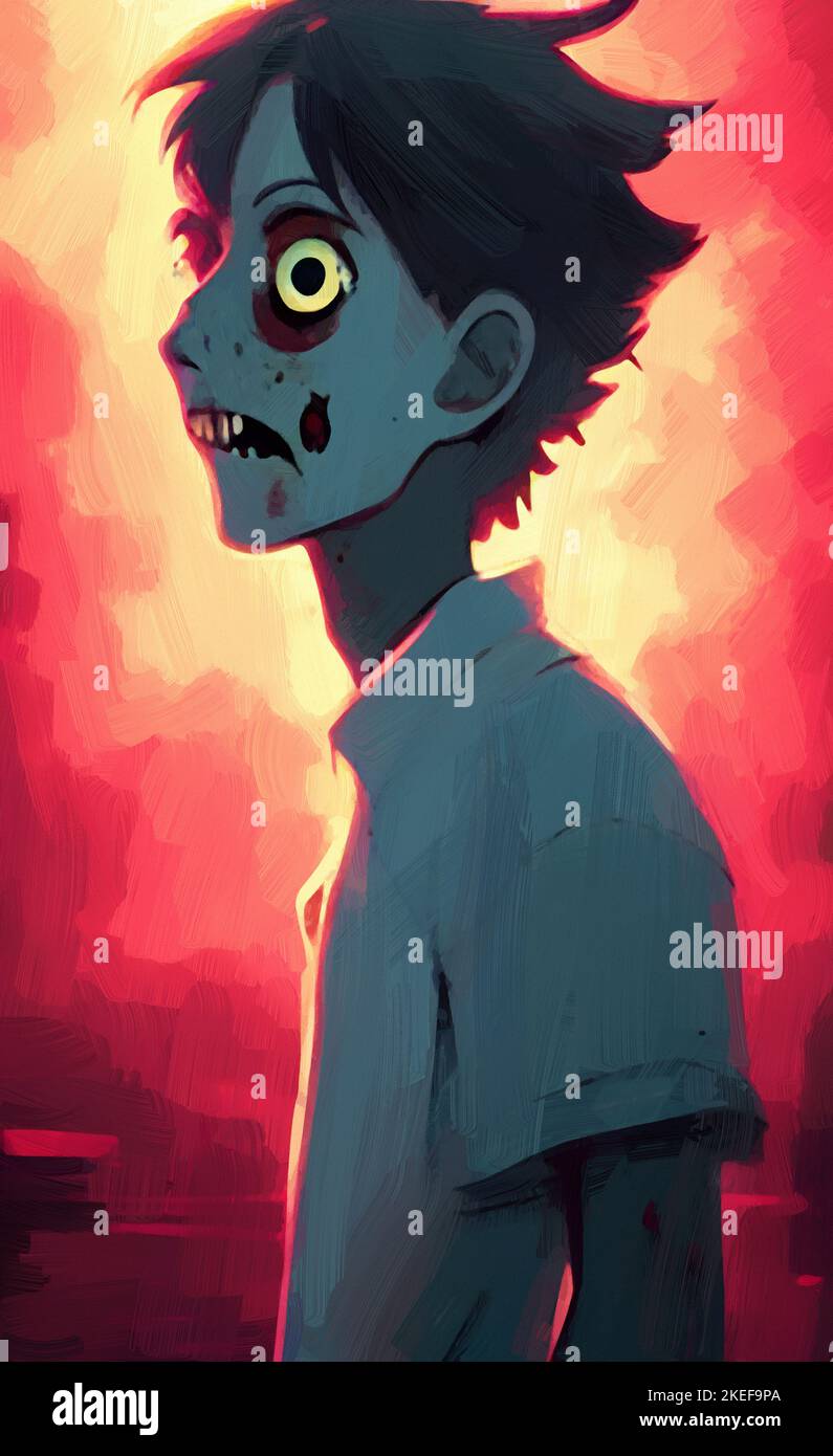 Illustration of zombie or demon face in vintage retro style. Old ...