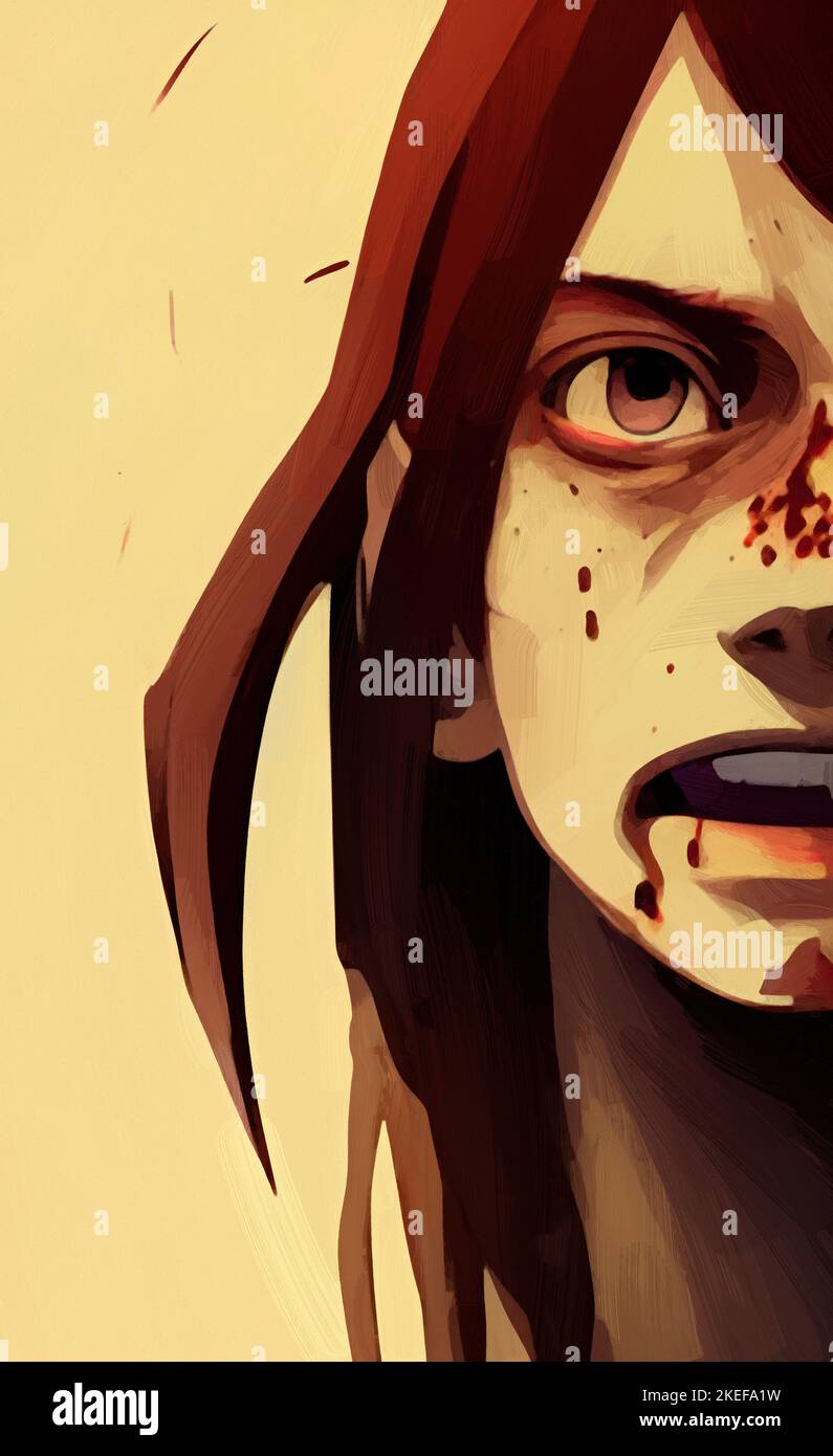 Illustration of zombie or demon face in vintage retro style. Old ...