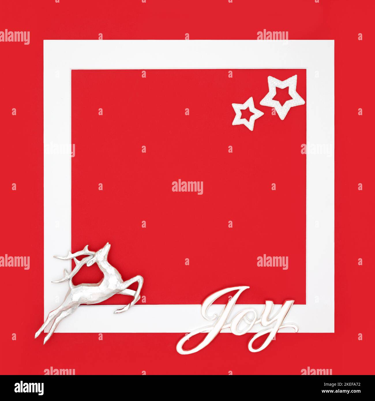 Christmas joy sign background with reindeer, stars on red background ...