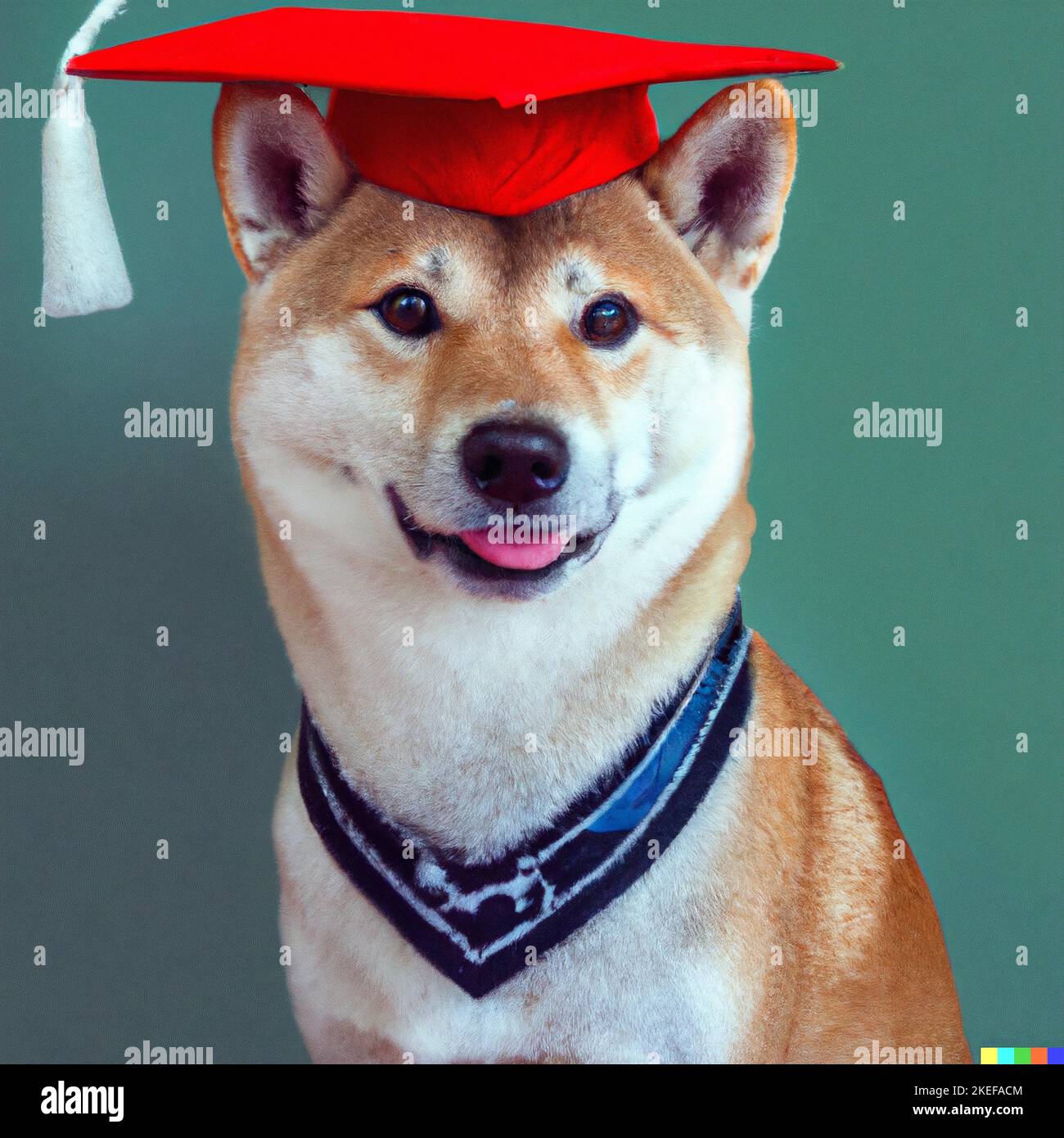 A portrait of a cute red Shiba Inu dog wearing a graduation cap Stock ...