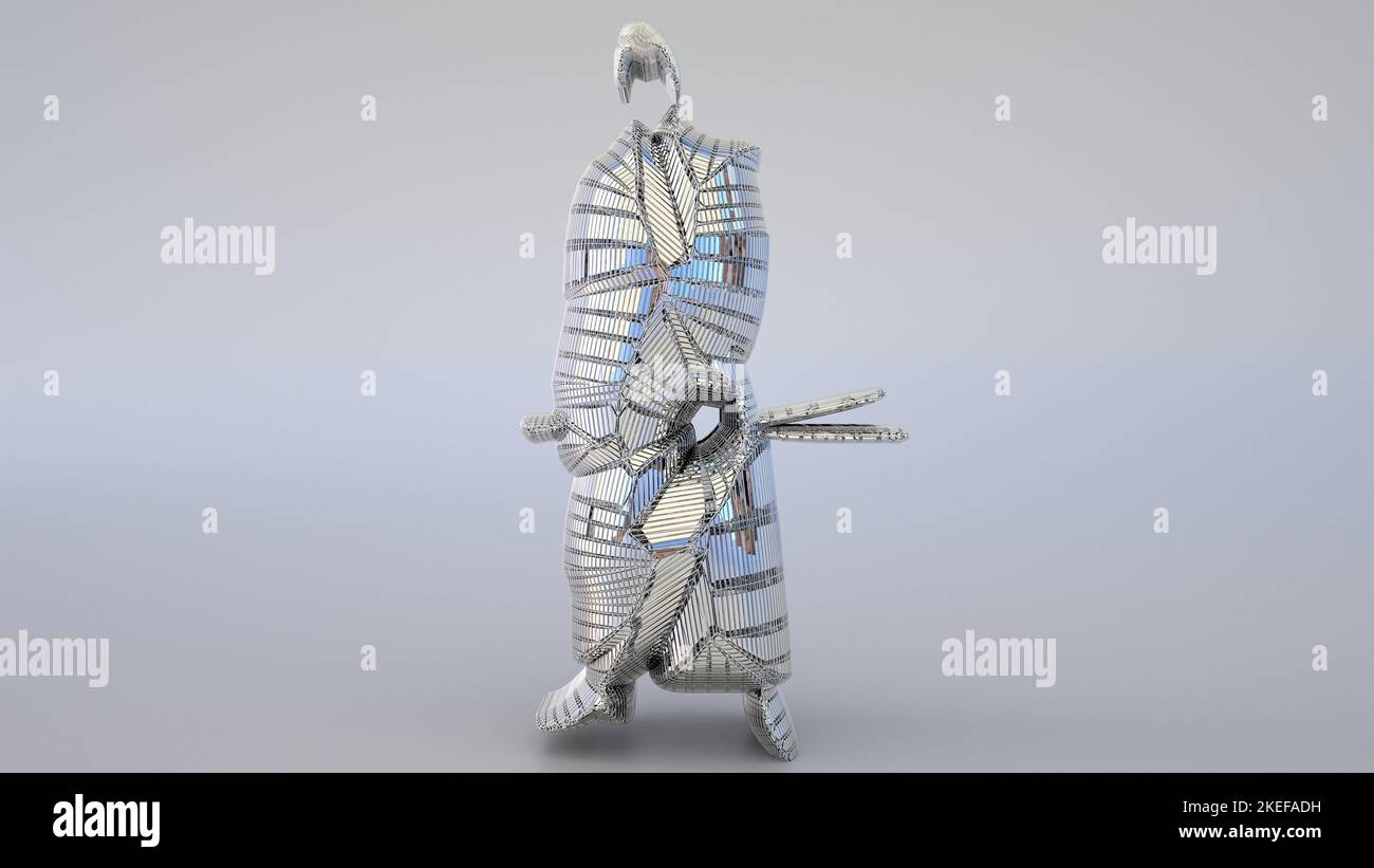 A highly reflective 3D Illustration of an object-artefact-art piece ...