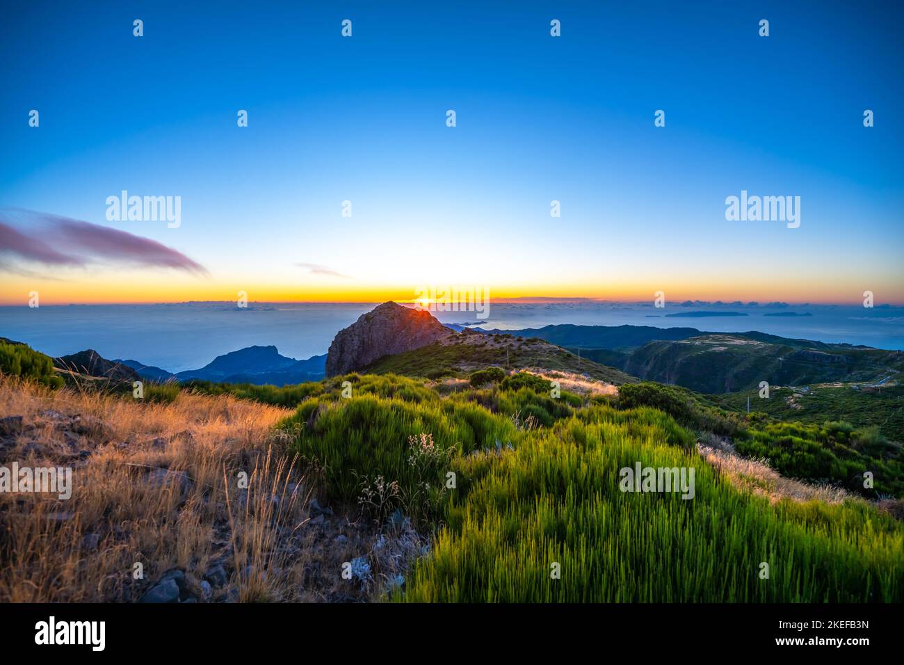 Description: Madeira sunrise photographed from the beautiful mountain ...