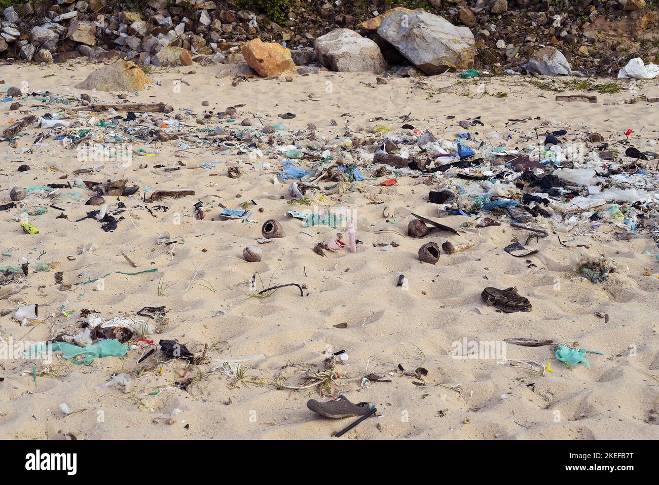 terrible view of dirty beach in Khanh Hoa province Stock Photo - Alamy