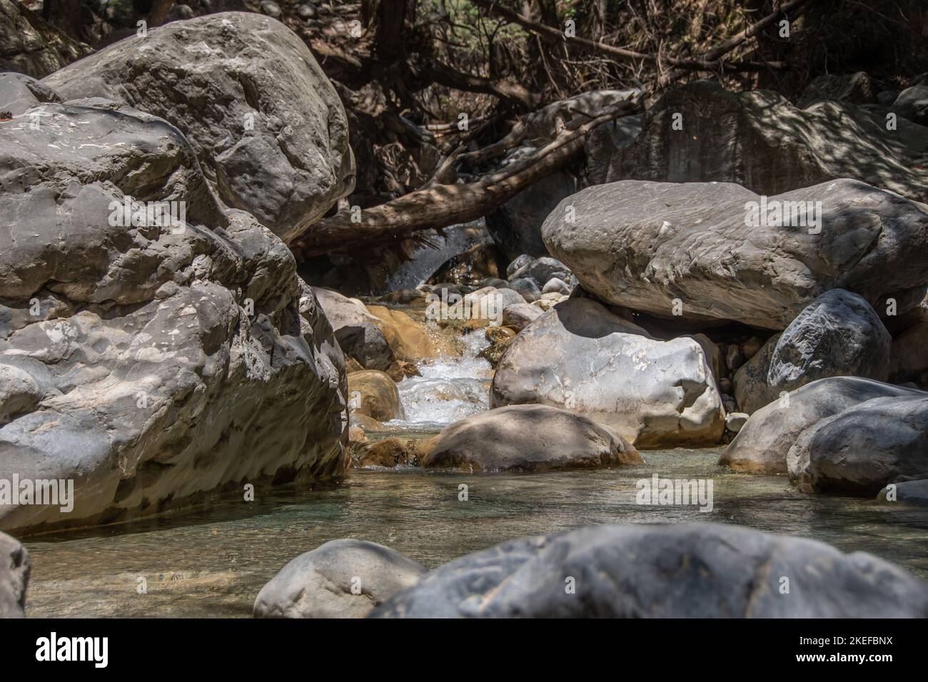 clear water flows through the Samaria Gorge on Crete Stock Photo - Alamy