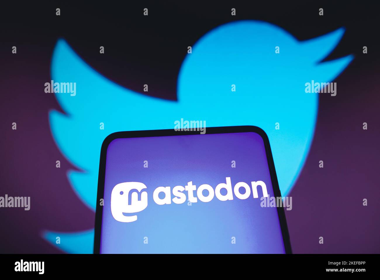 In this photo illustration, the social media platform, Mastodon logo ...