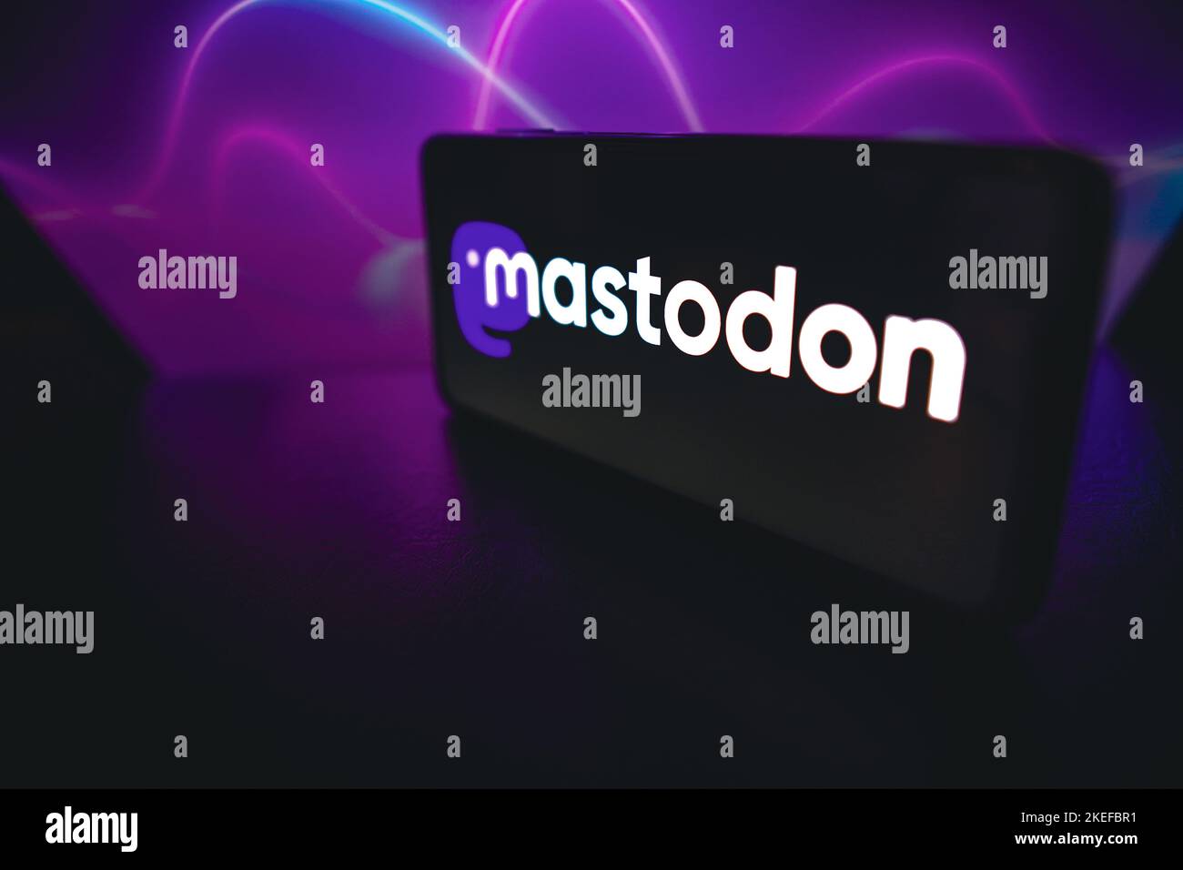 In this photo illustration, the social media platform, Mastodon logo ...
