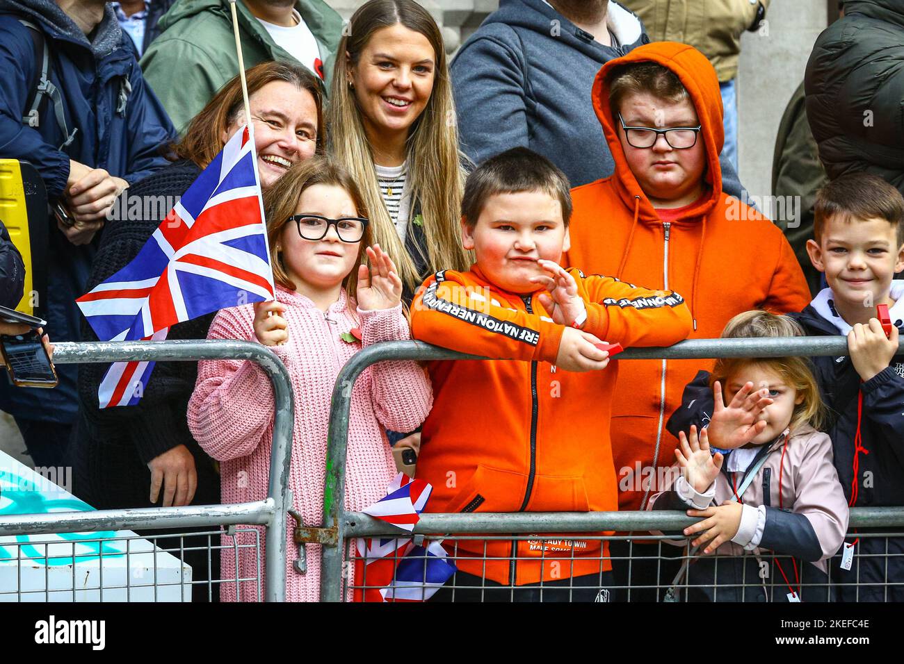 London, UK. 12th Nov, 2022. Spectators cheer at the procession. The ...