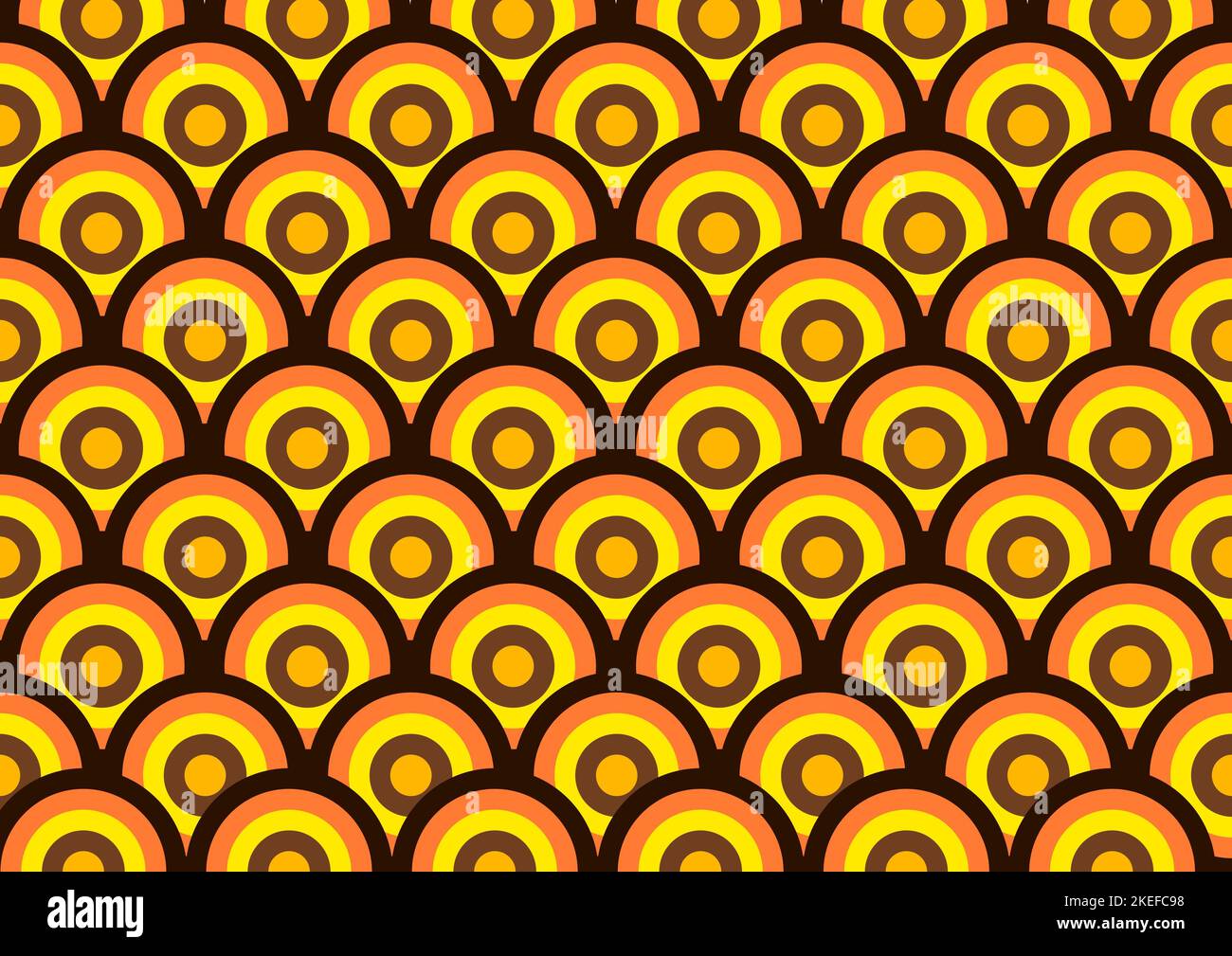Retro style wallpaper design with circles in orange, yellow and brown ...