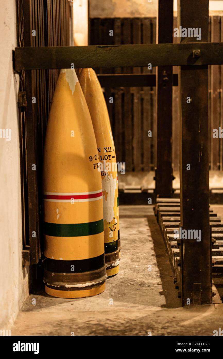 A vertical shot of old bombs in the Chapel Hill Munitions Bunker Stock ...