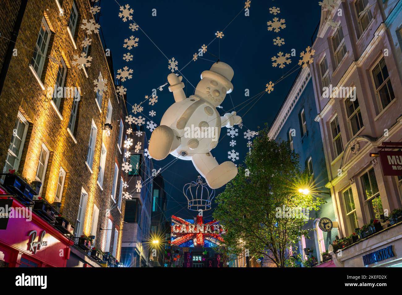 LONDON, UK - NOVEMBER 12, 2022: Carnaby Street Christmas decorations ...