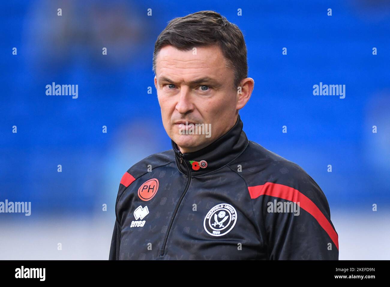 Paul Heckingbottom manager of Sheffield United pre kick off in the Sky ...