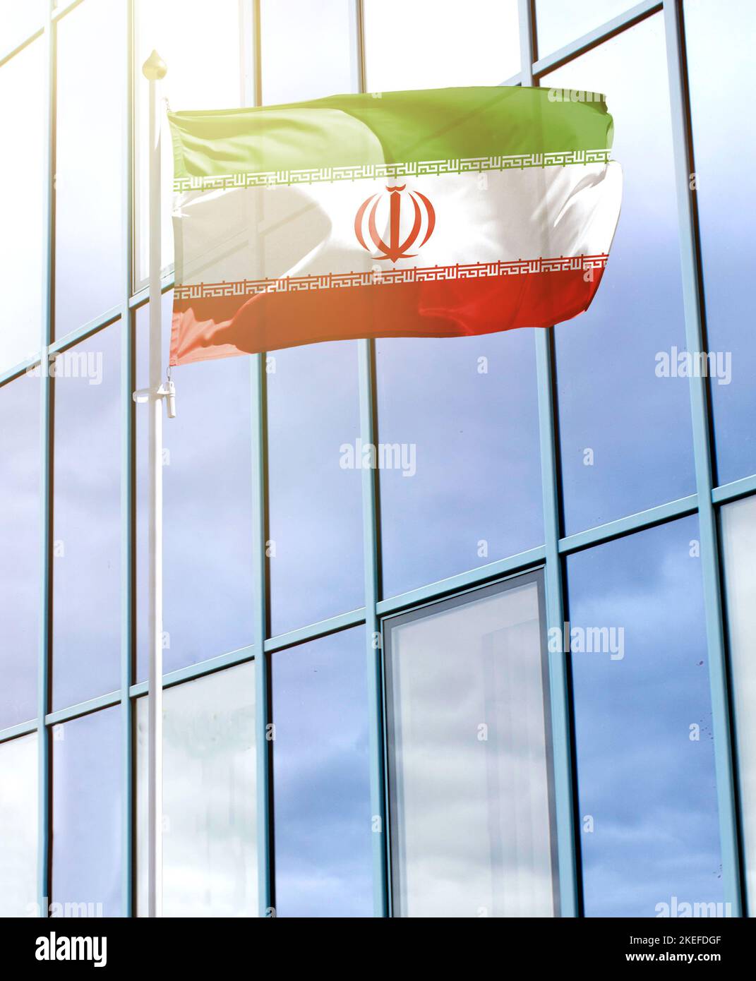Flag of Iran on a flagpole Stock Photo - Alamy