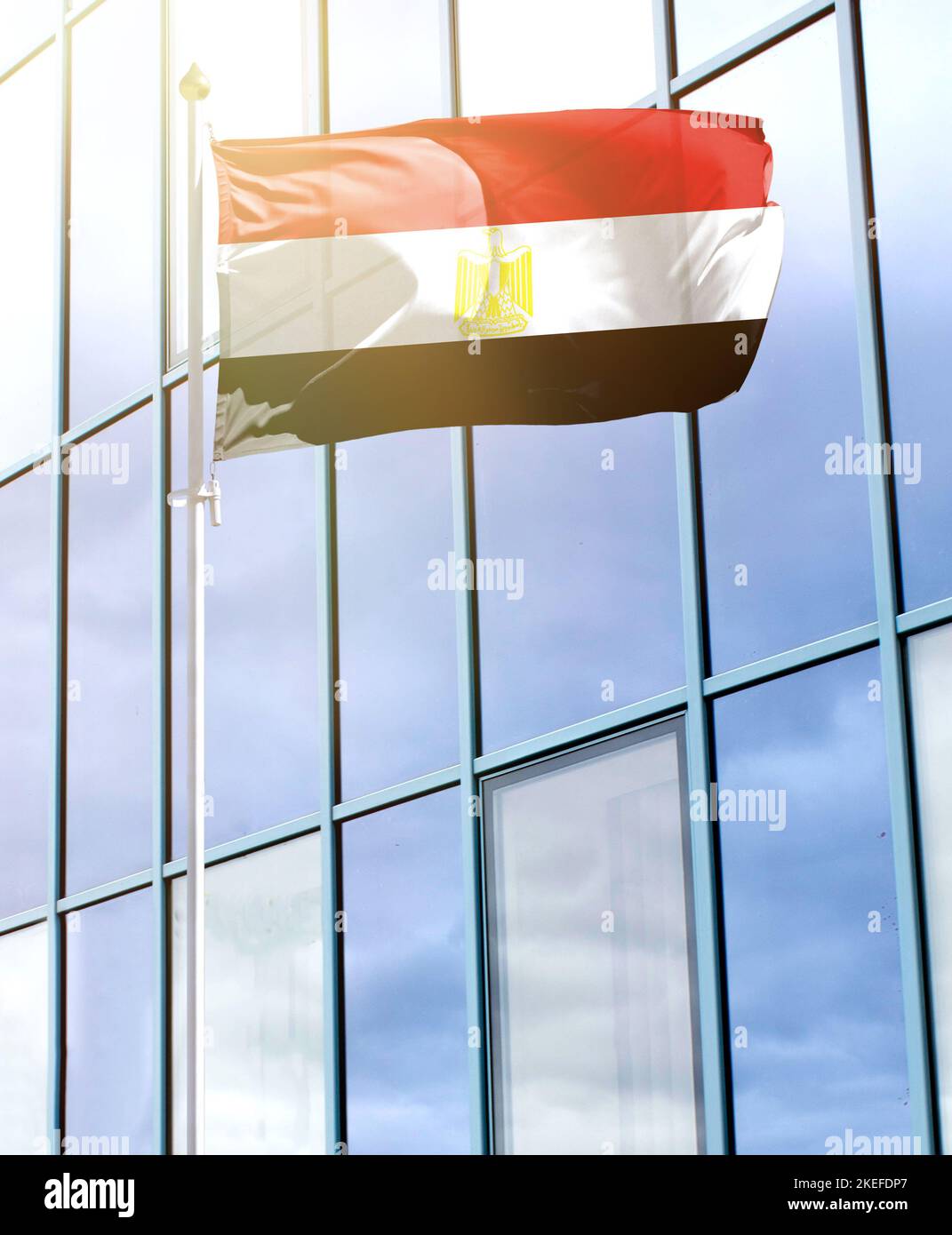 Flag of Egypt on a flagpole Stock Photo - Alamy