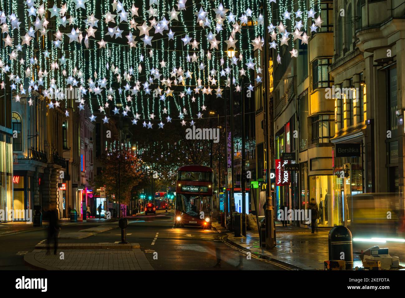 LONDON, UK - NOVEMBER 12, 2022: Oxford Street in London is decorated ...