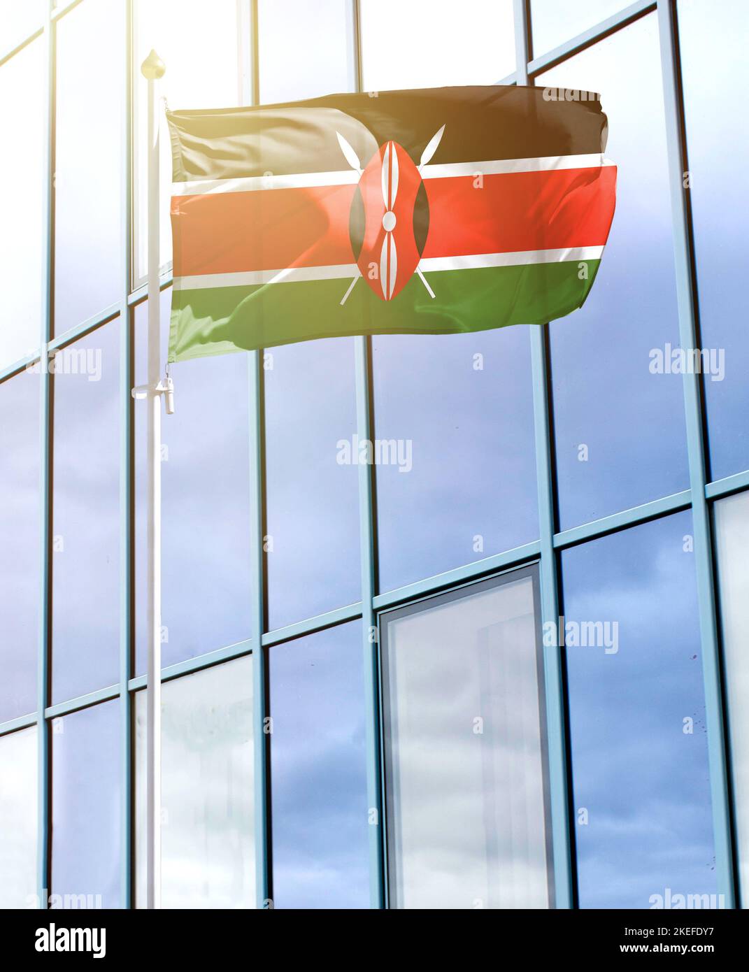 Flag of Kenya on a flagpole Stock Photo - Alamy