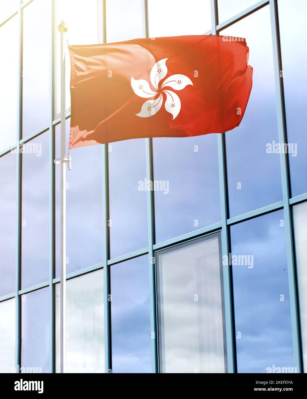 Flag of Hong Kong on a flagpole Stock Photo - Alamy